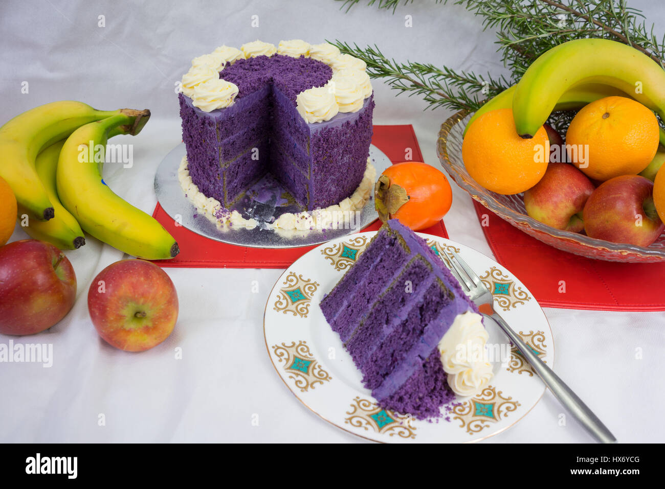 Filipino purple yam cake Stock Photo - Alamy