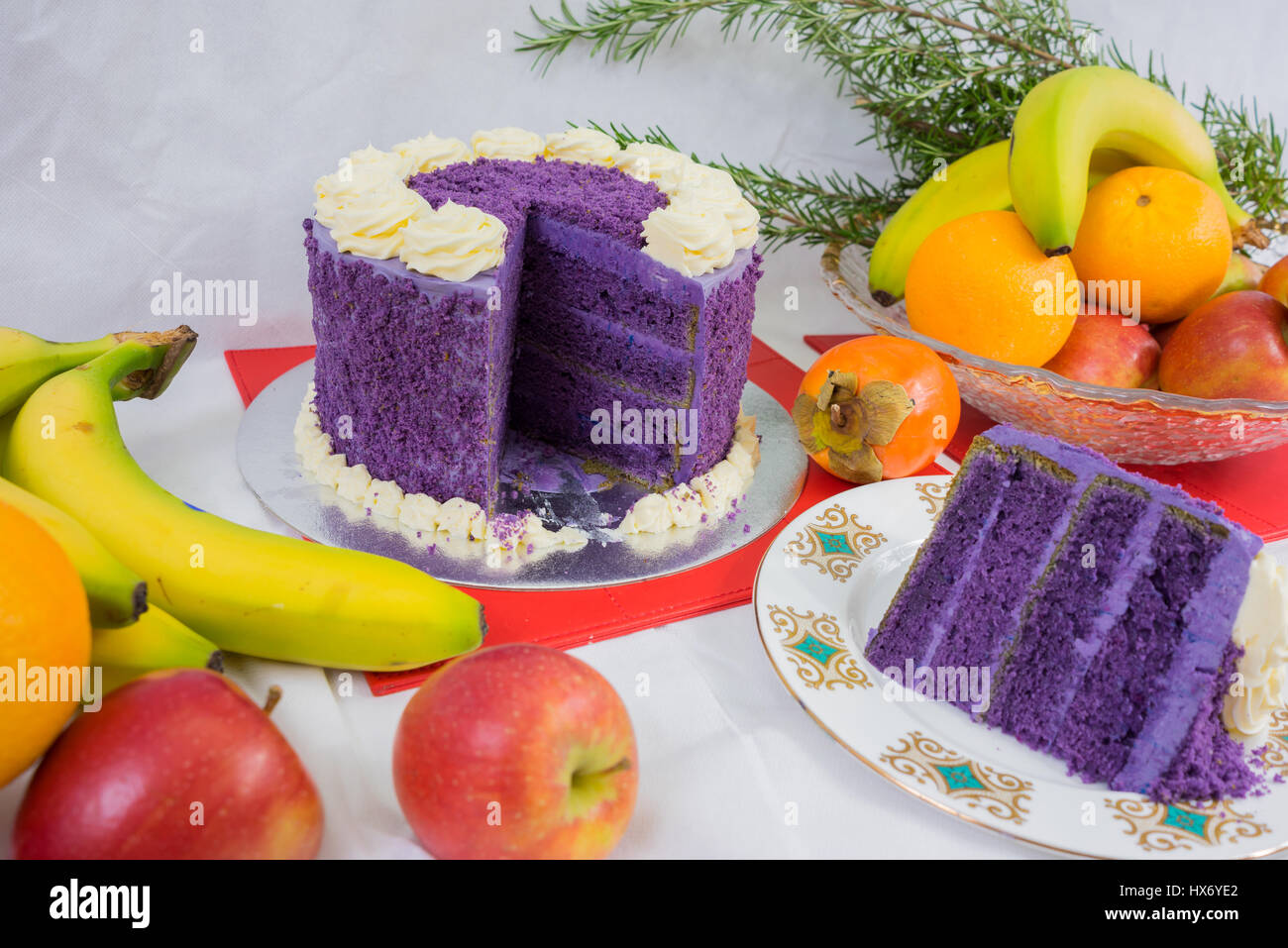Filipino purple yam cake Stock Photo - Alamy