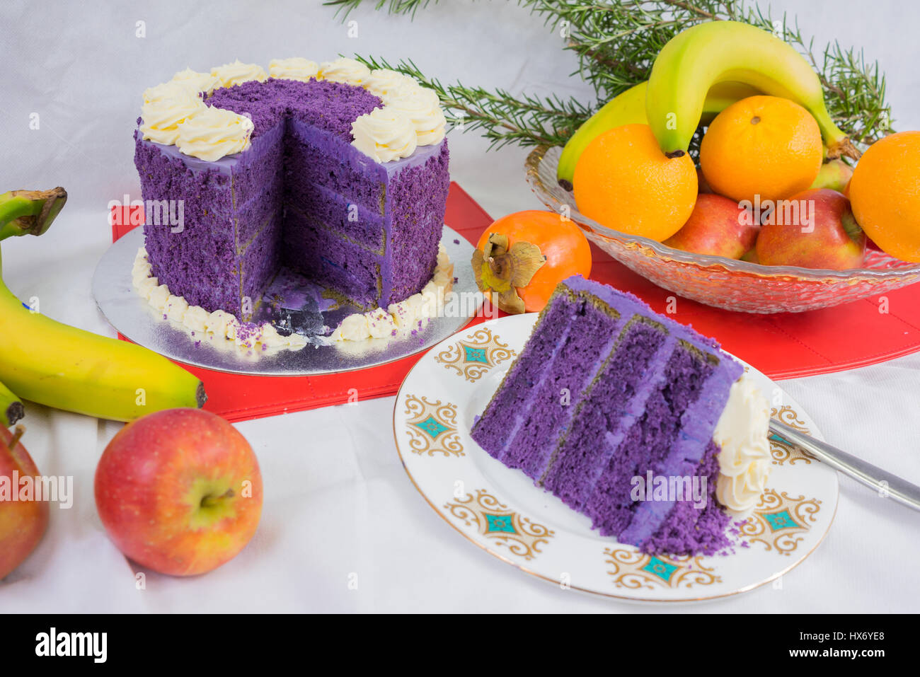Filipino purple yam cake Stock Photo - Alamy