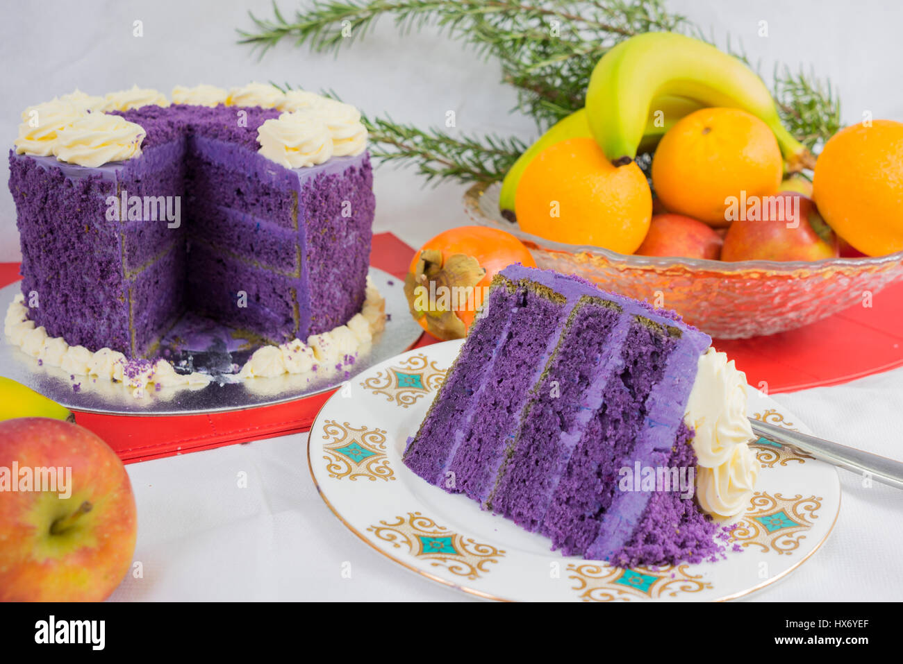 Filipino purple yam cake Stock Photo - Alamy