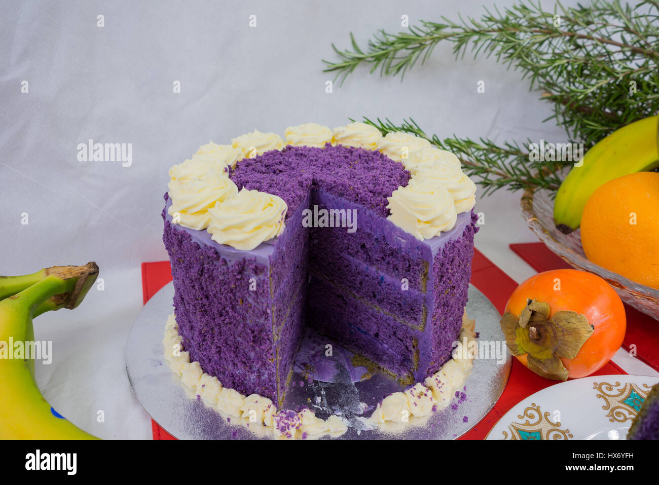 Filipino purple yam cake Stock Photo - Alamy