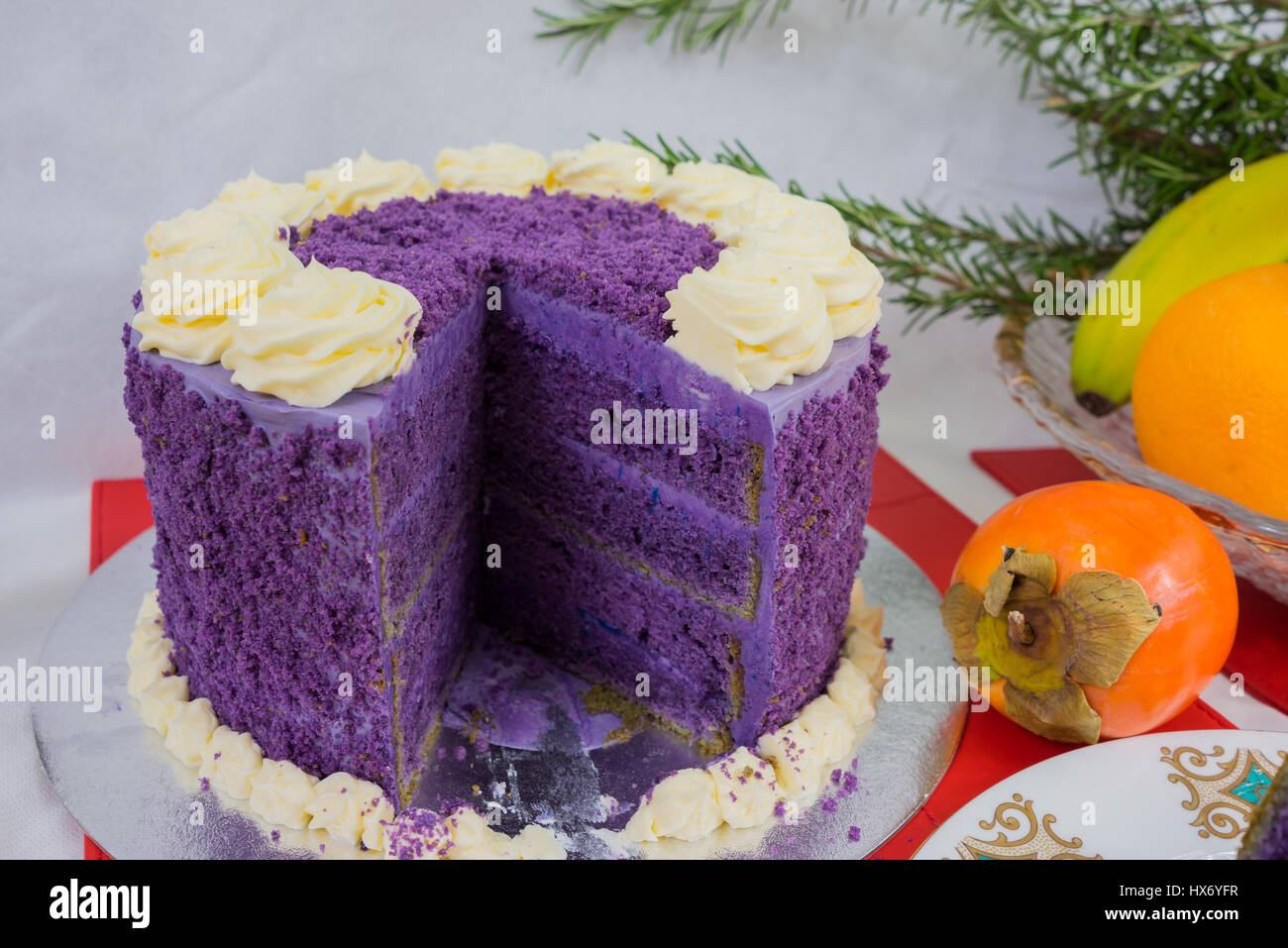 Filipino purple yam cake Stock Photo - Alamy