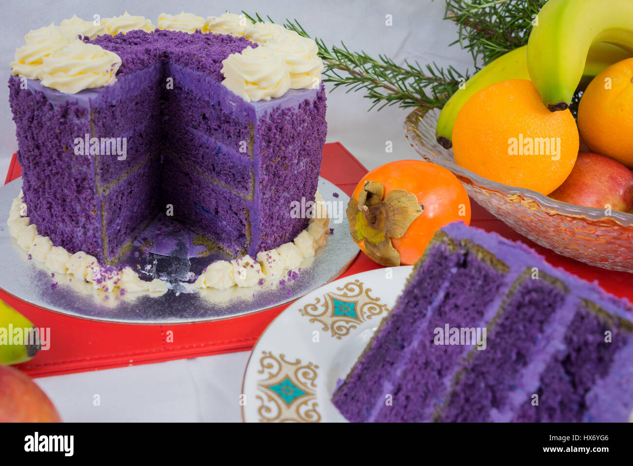 Filipino purple yam cake Stock Photo - Alamy