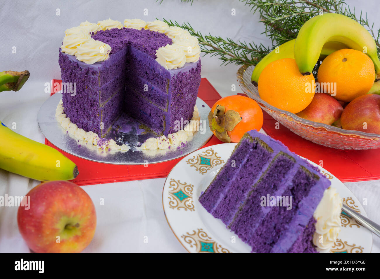 Filipino purple yam cake Stock Photo - Alamy