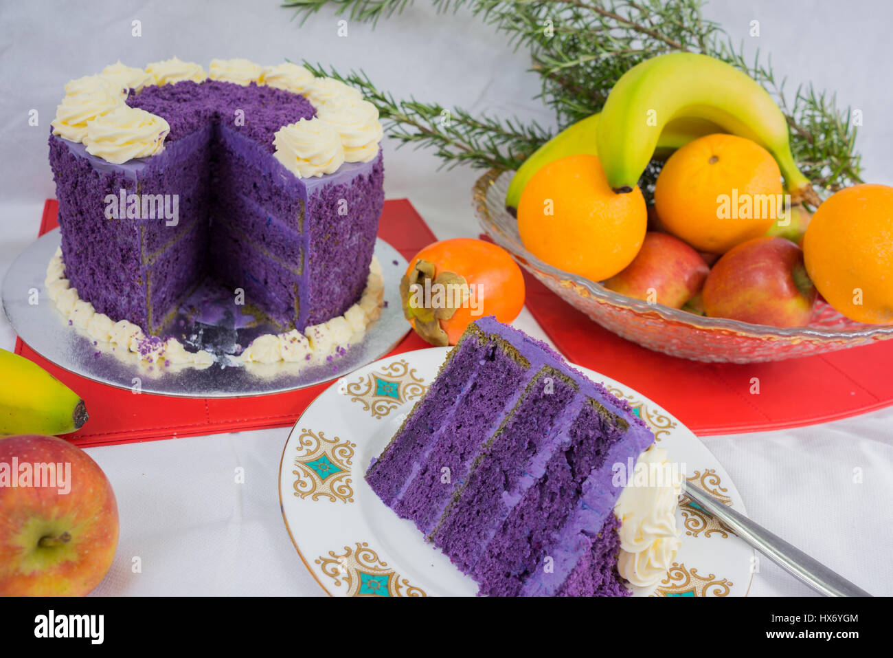 Filipino purple yam cake Stock Photo - Alamy