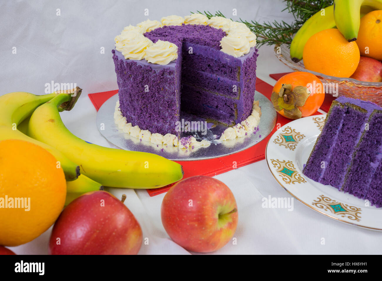 Filipino purple yam cake Stock Photo - Alamy
