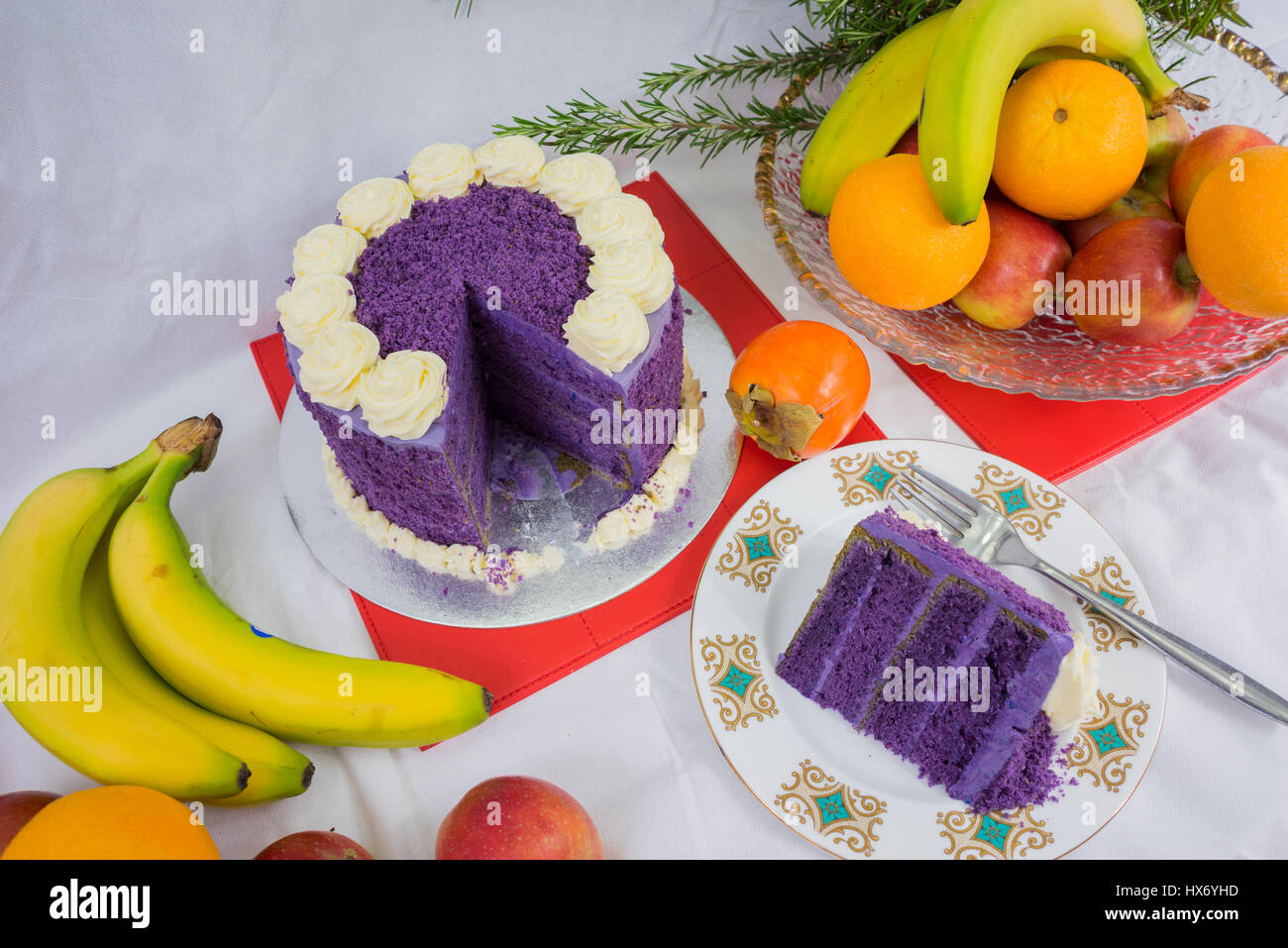 Filipino purple yam cake Stock Photo - Alamy