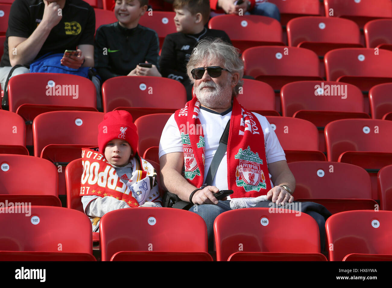 Liverpool fans in the stands during the match hi-res stock photography ...