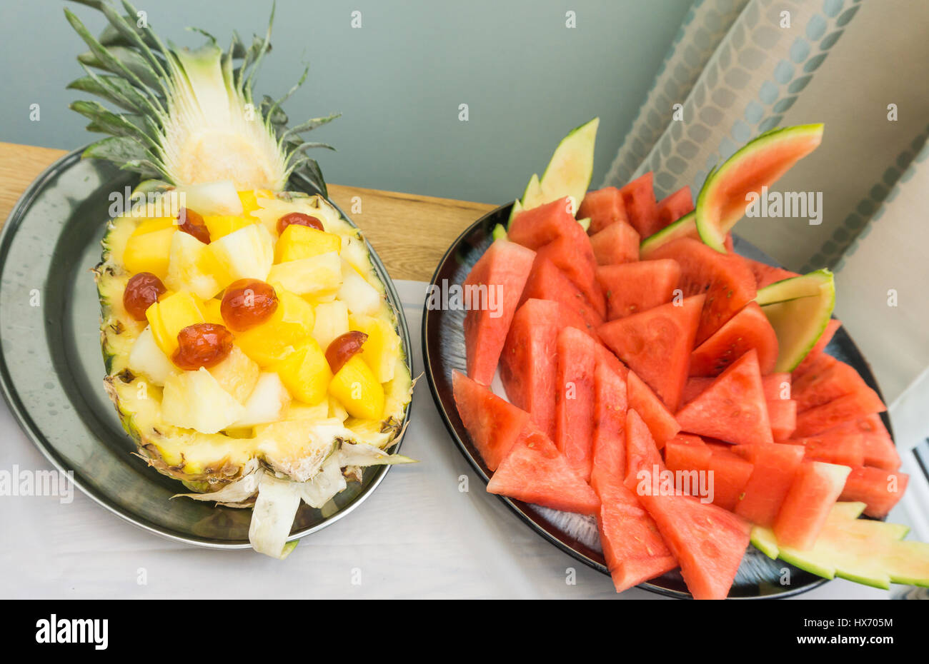 Pineapple melon fruit salad hi-res stock photography and images - Alamy