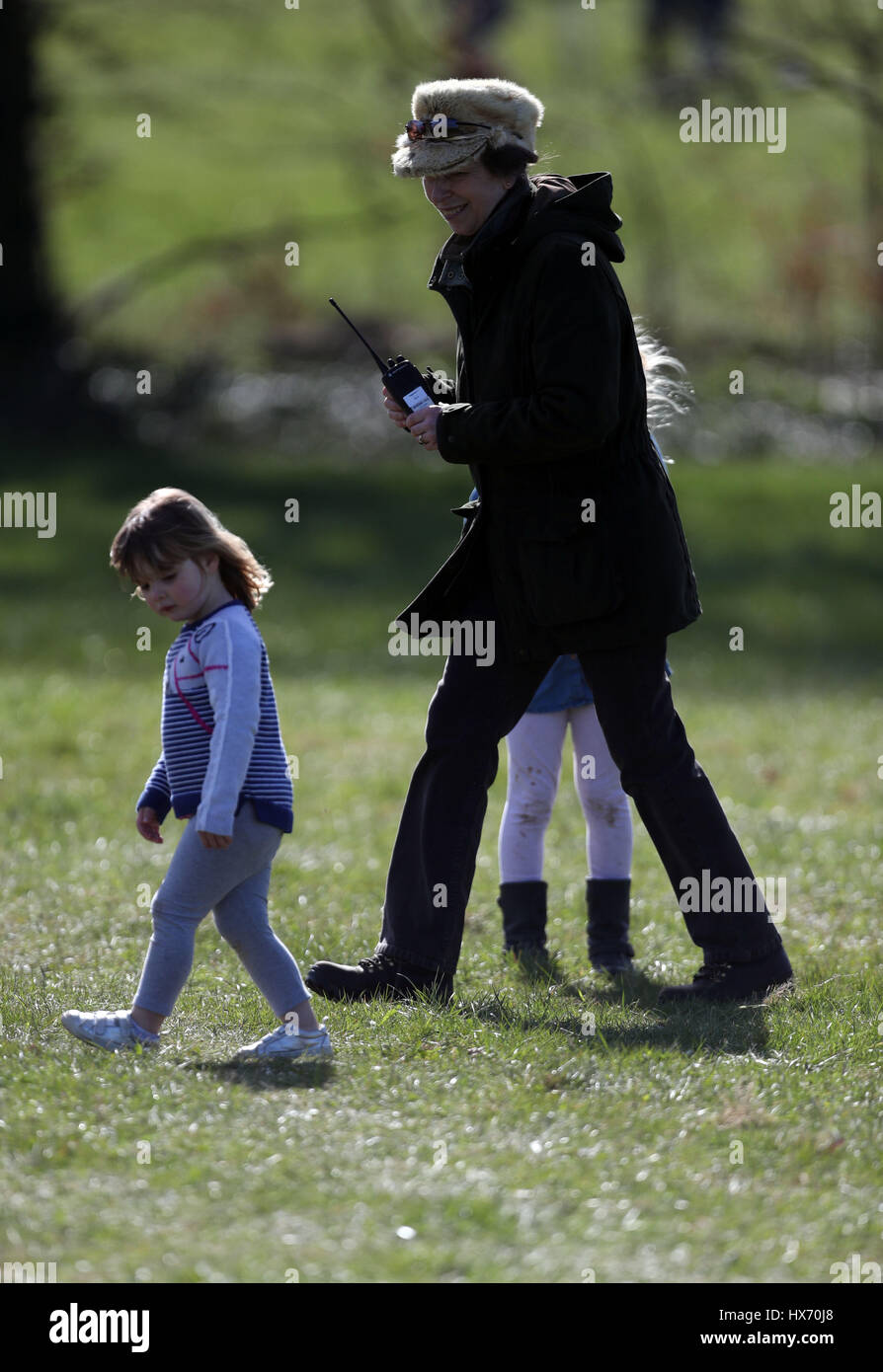 Princess Anne watches her grand daughter Mia Tindall at the Land Rover ...
