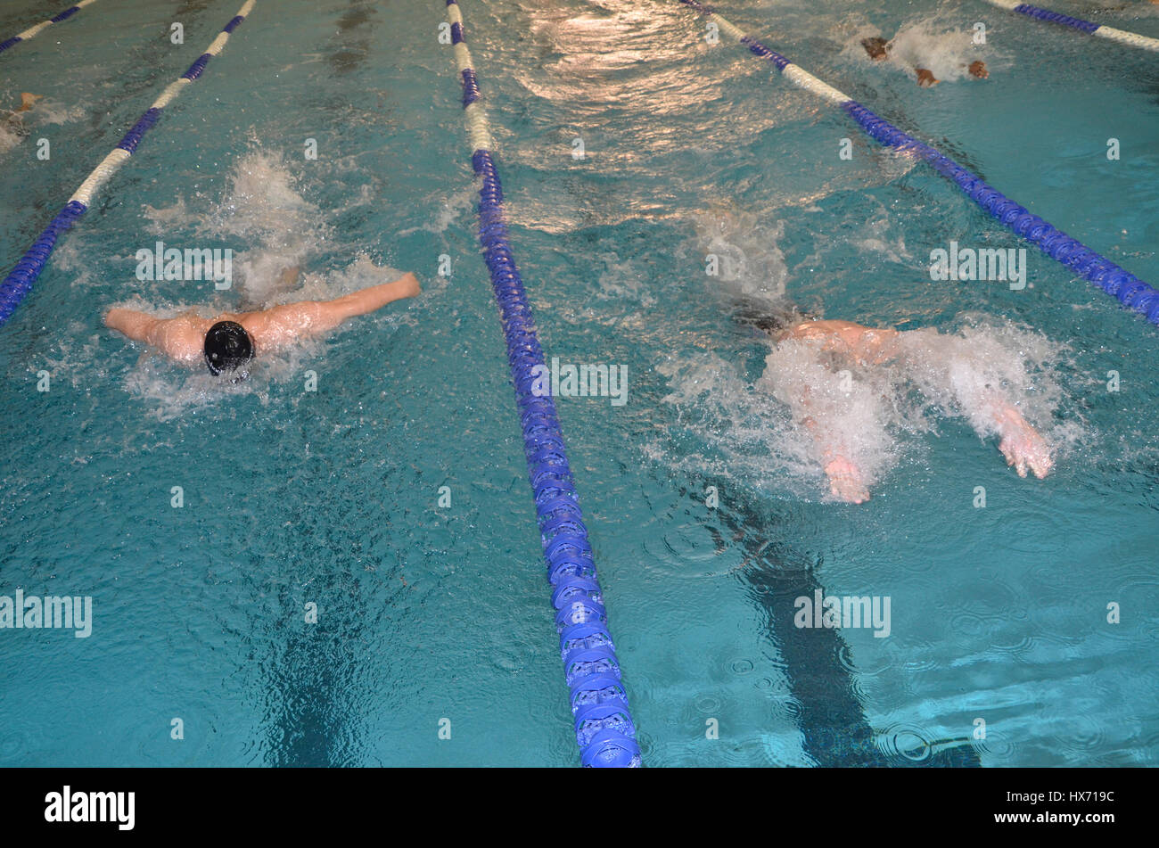 swimmers in a swim meet Stock Photo - Alamy