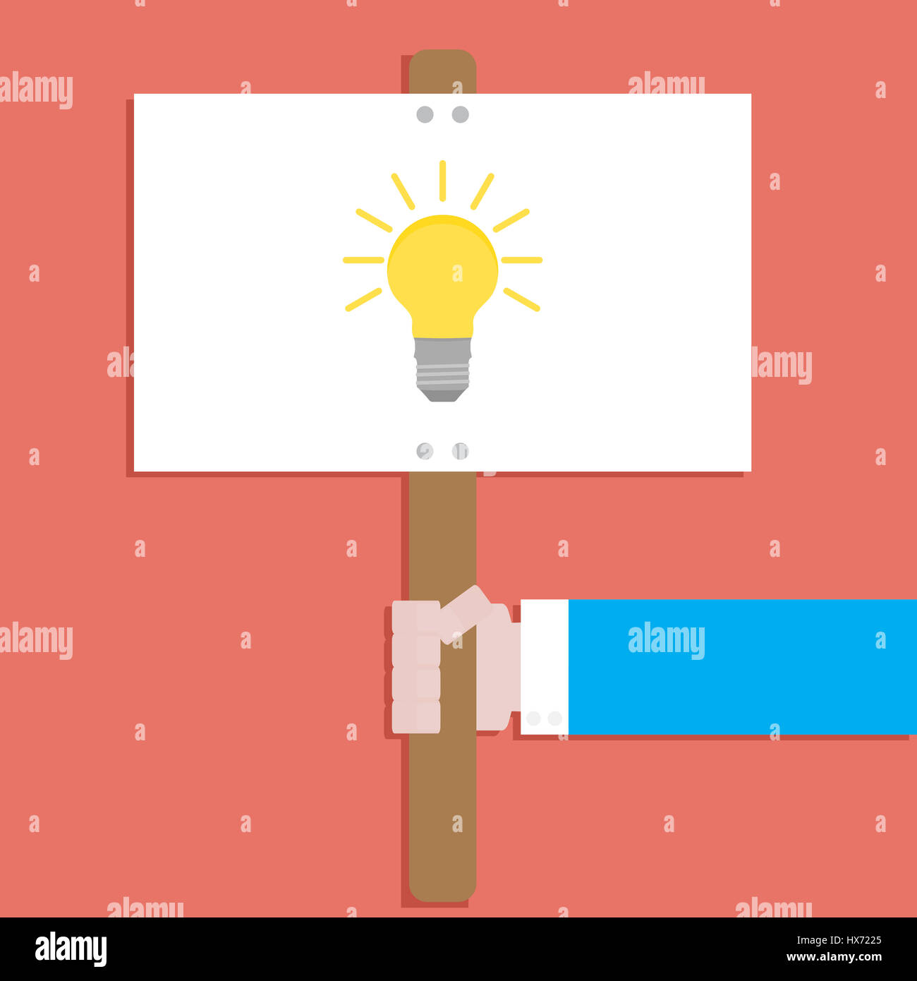 Banner with idea. Advertisement business poster electric lamp, vector ...