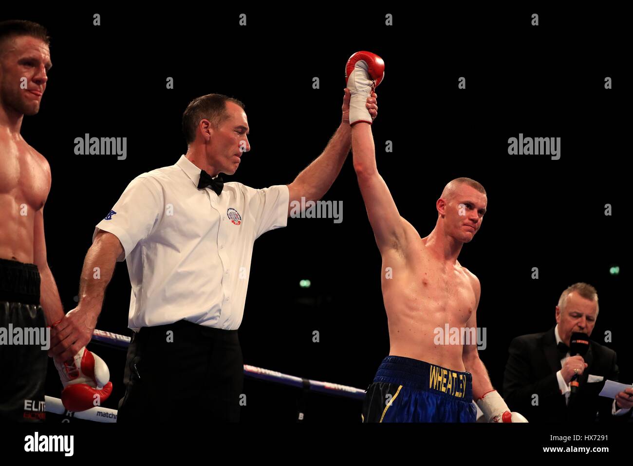 Nathan Wheatley celebrates victory over Chris Jenkinson during the ...