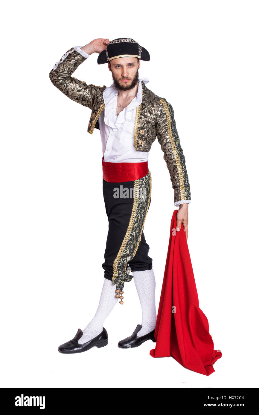 Male dressed as matador on a white background. Studio portrait Stock ...