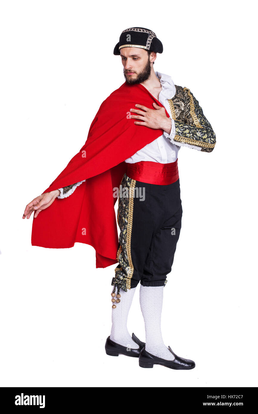 Male dressed as matador on a white background. Studio portrait Stock ...