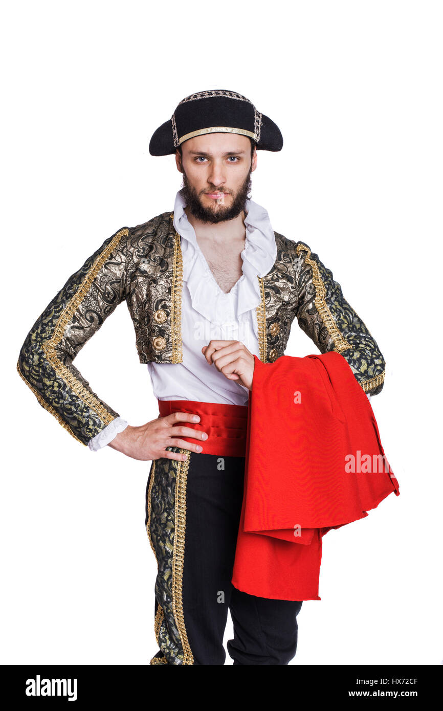 Male dressed as matador on a white background. Studio portrait Stock ...