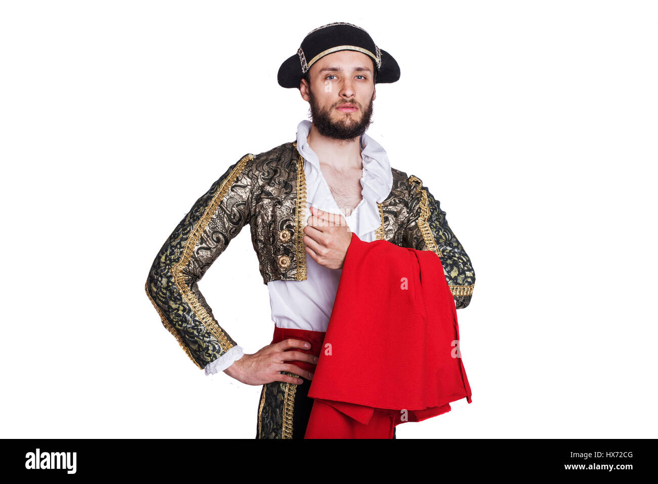 Male dressed as matador on a white background. Studio portrait Stock ...