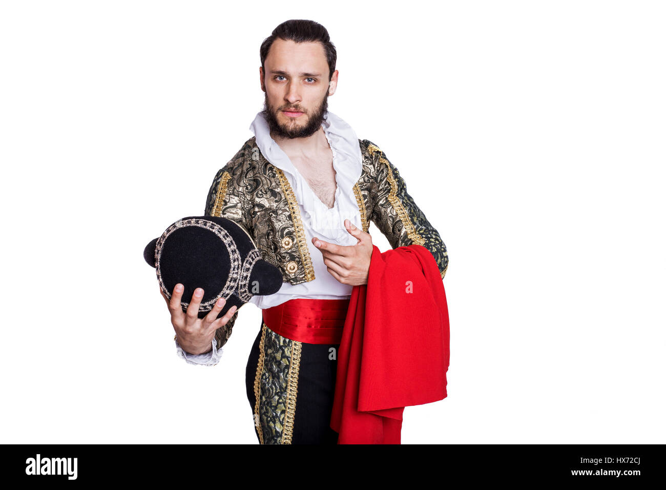 Male dressed as matador on a white background. Studio portrait Stock ...