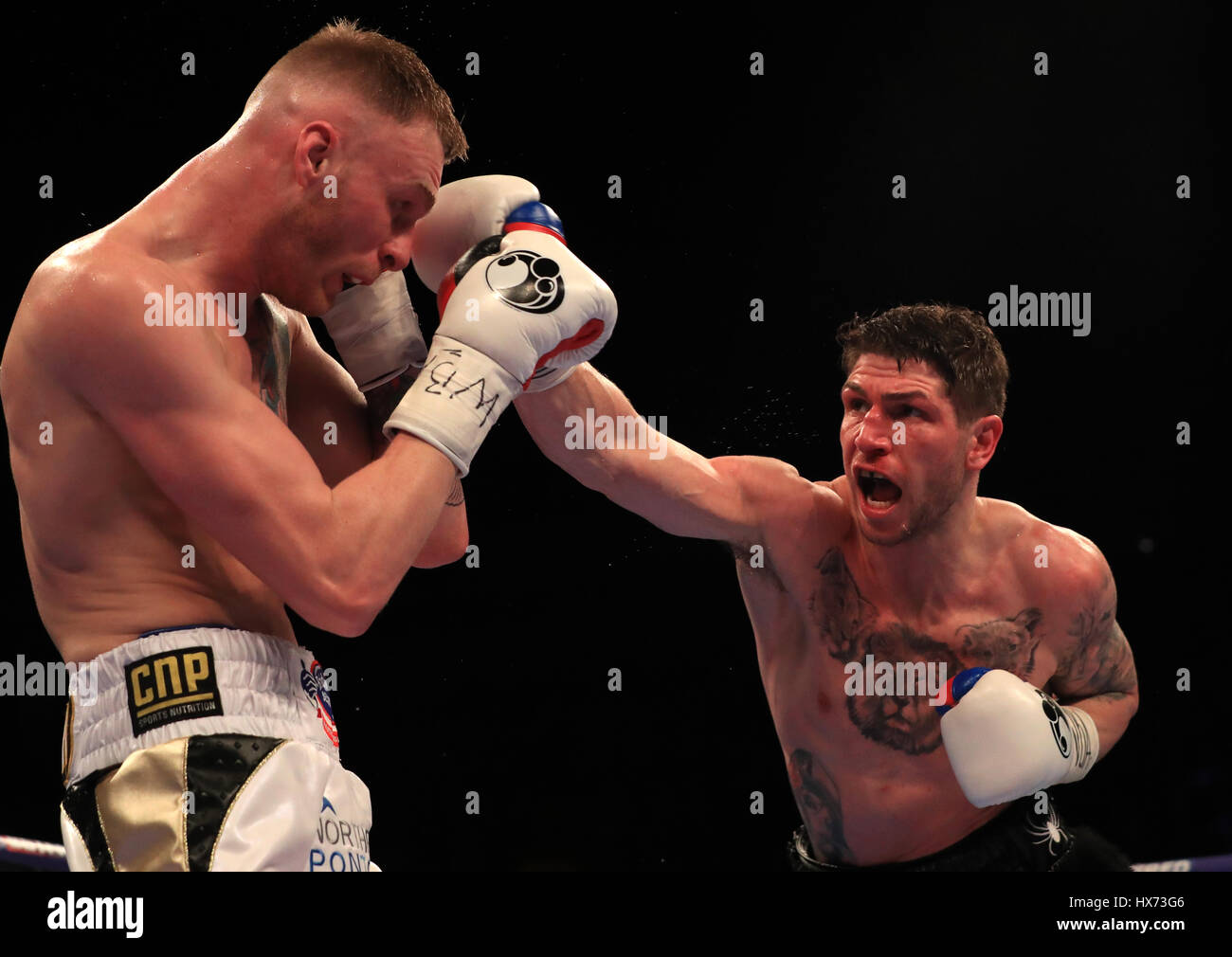 Brian Rose and Jack Arnfield during the WBA International Middleweight ...