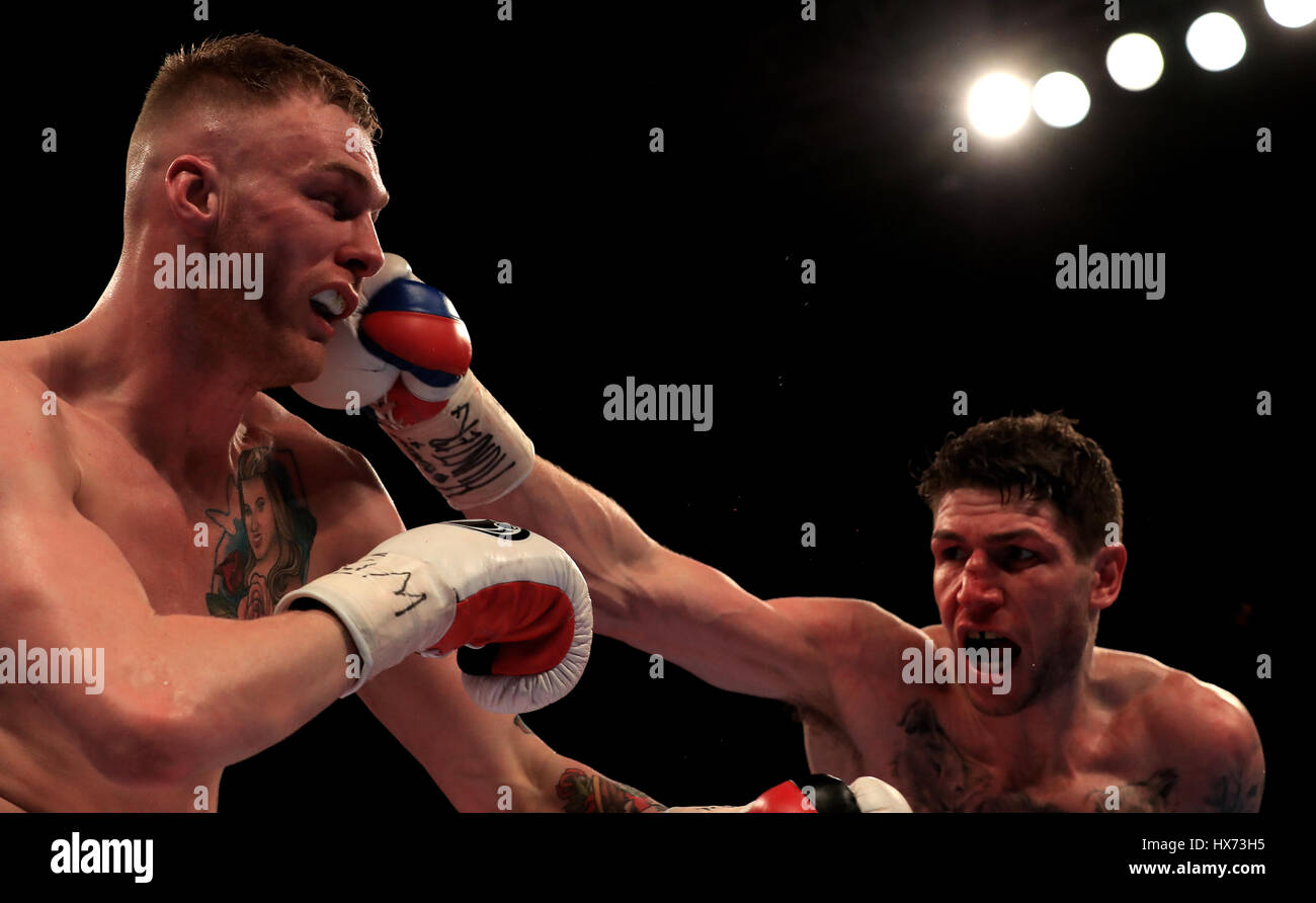 Brian Rose and Jack Arnfield during the WBA International Middleweight ...