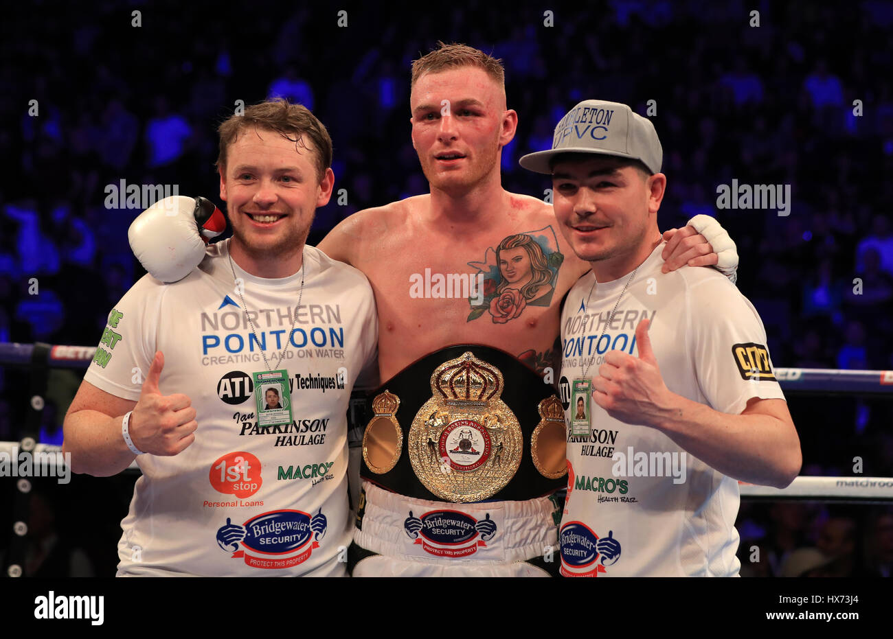 Jack Arnfield celebrates victory over Brian Rose during the WBA ...