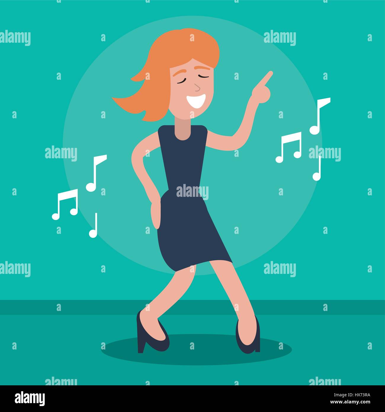 happy woman music dancing Stock Vector Image & Art - Alamy