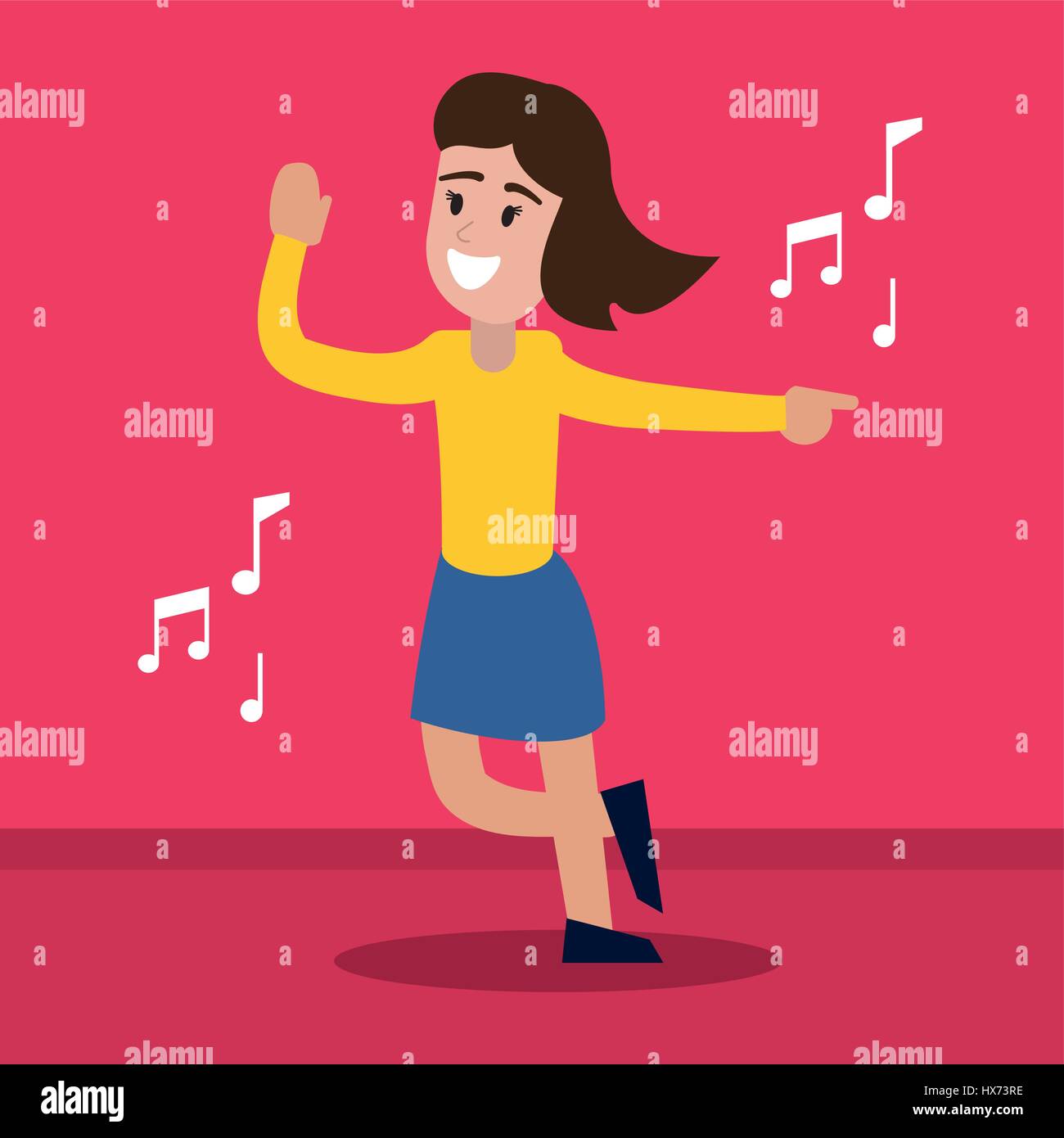 Woman listening music dancing Stock Vector Images - Alamy