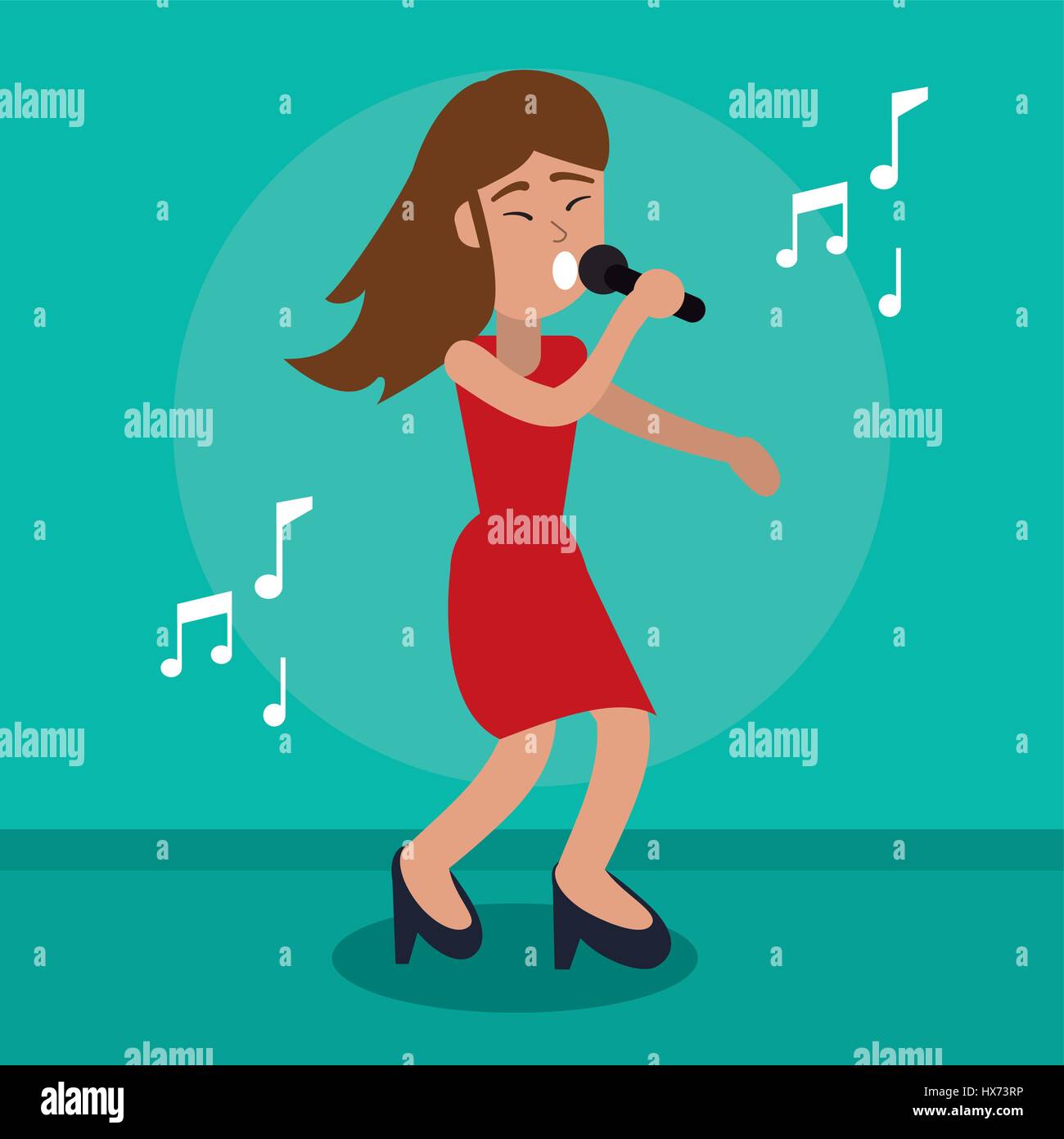 happy woman dancing and singing Stock Vector Image & Art - Alamy
