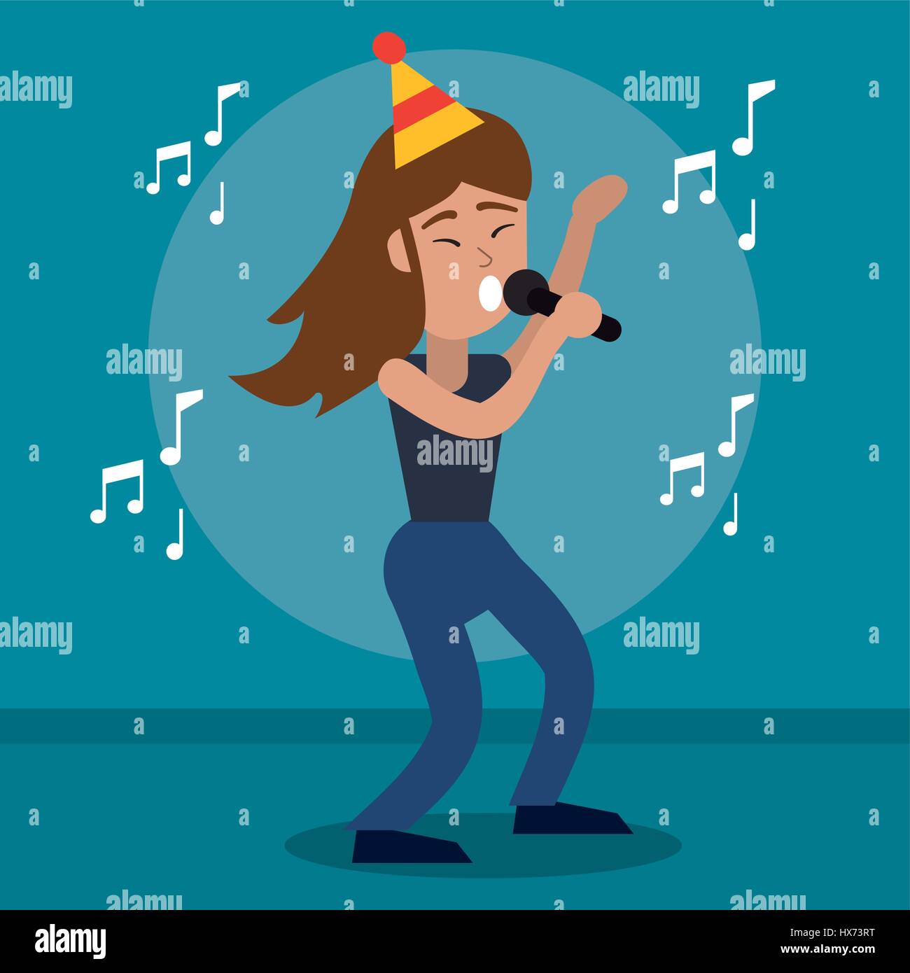 happy woman dancing and singing Stock Vector Image & Art - Alamy