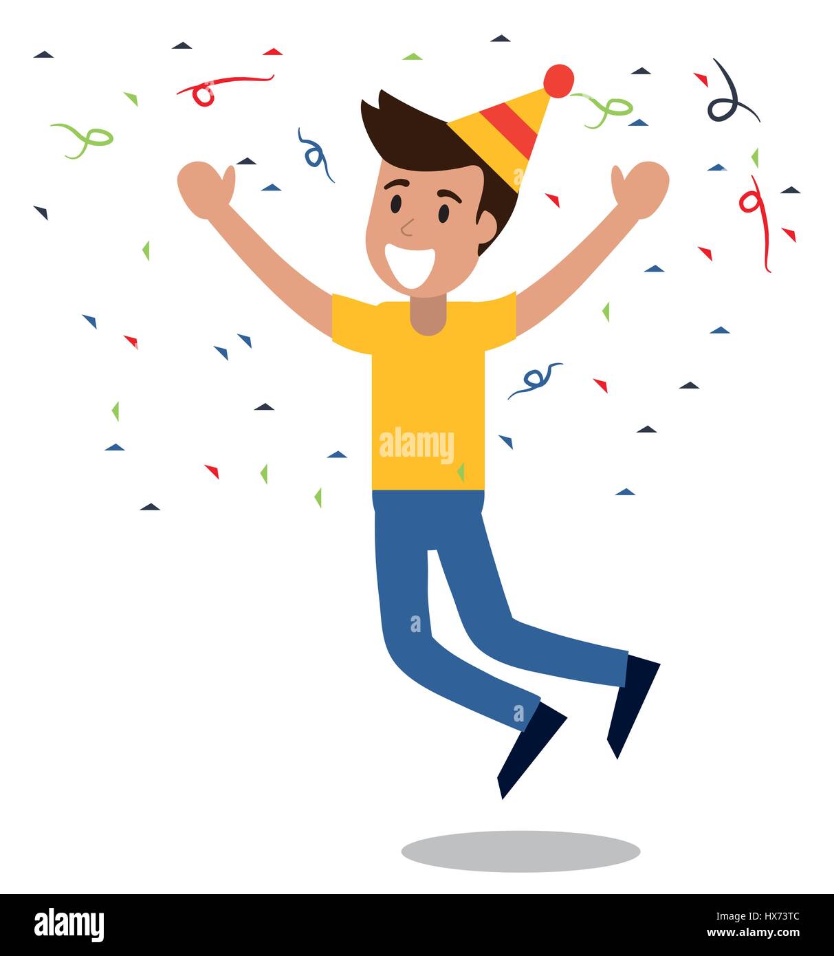 man cheerful dance party confetti Stock Vector Image & Art - Alamy