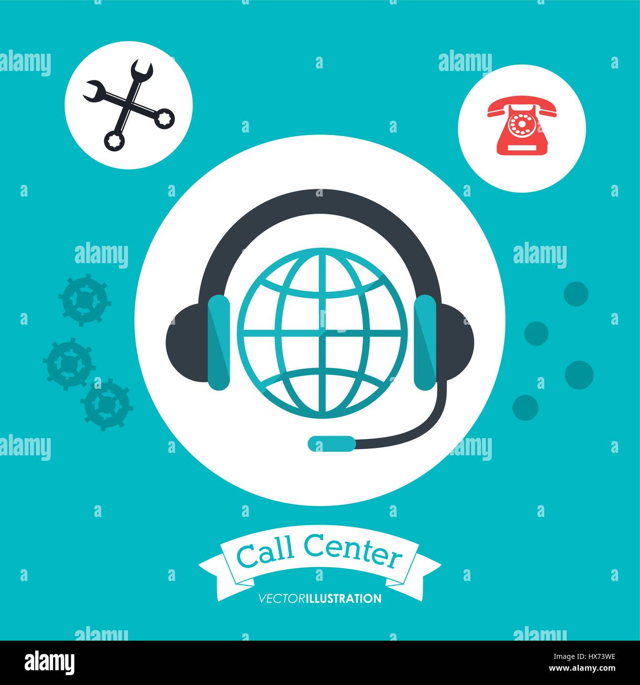 call center headphones global attention help Stock Vector Image & Art ...