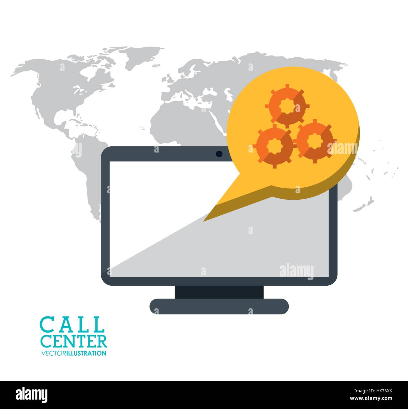 call center technology computer digital support Stock Vector Image ...