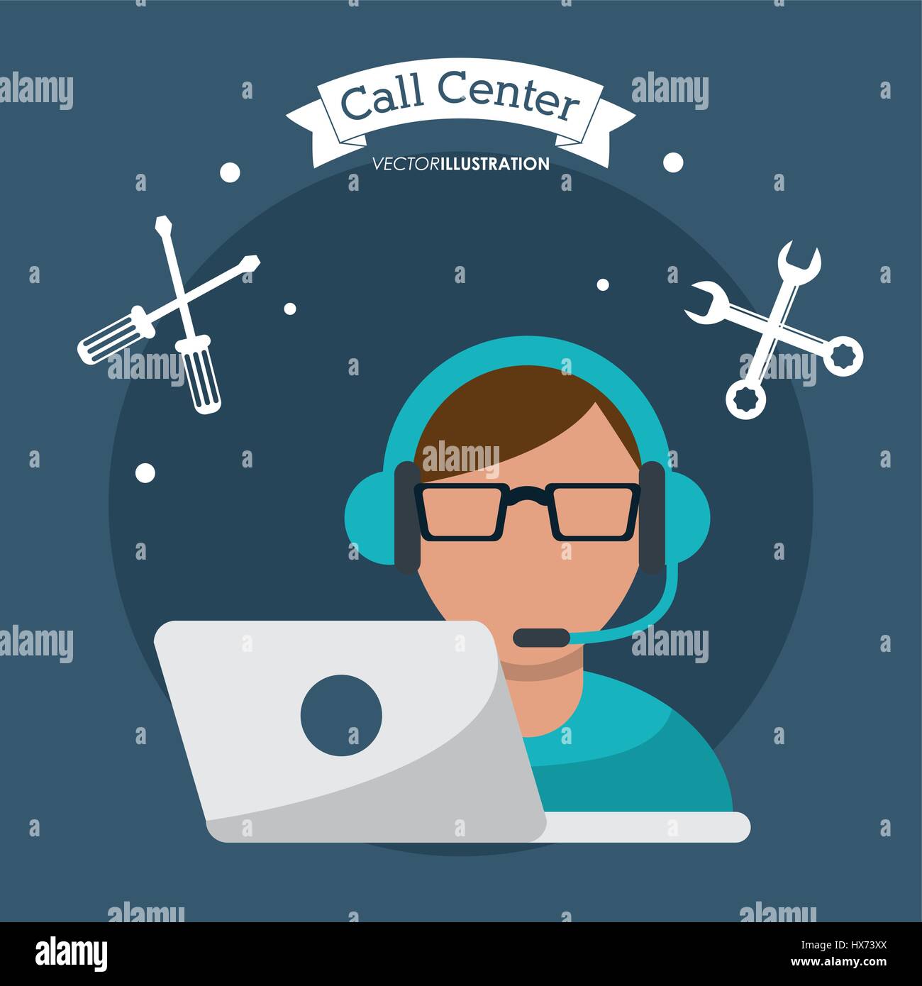call center man working with headset Stock Vector Image & Art - Alamy
