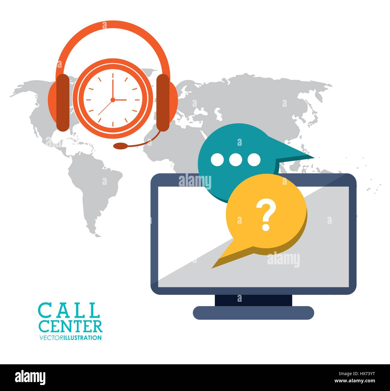 call center computer clock headset Stock Vector Image & Art - Alamy