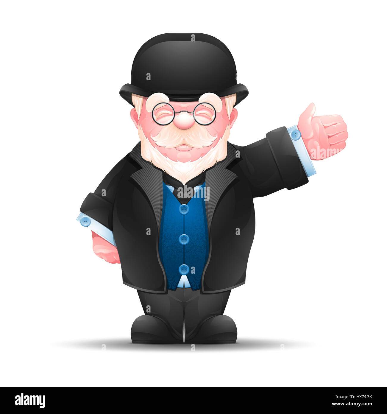 Senior man pointing in one direction. Full length portrait of elderly ...