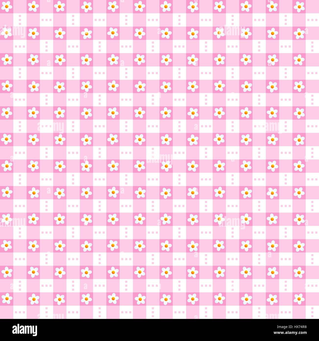Seamless (repeatable) pink floral checked pattern, print, swatch ...