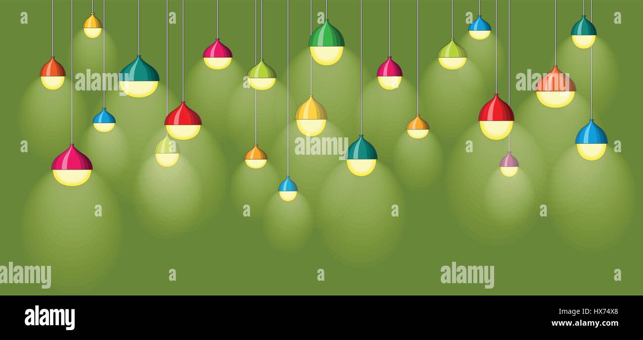 Illustration of many colorful luminous lamps Stock Vector Image & Art ...