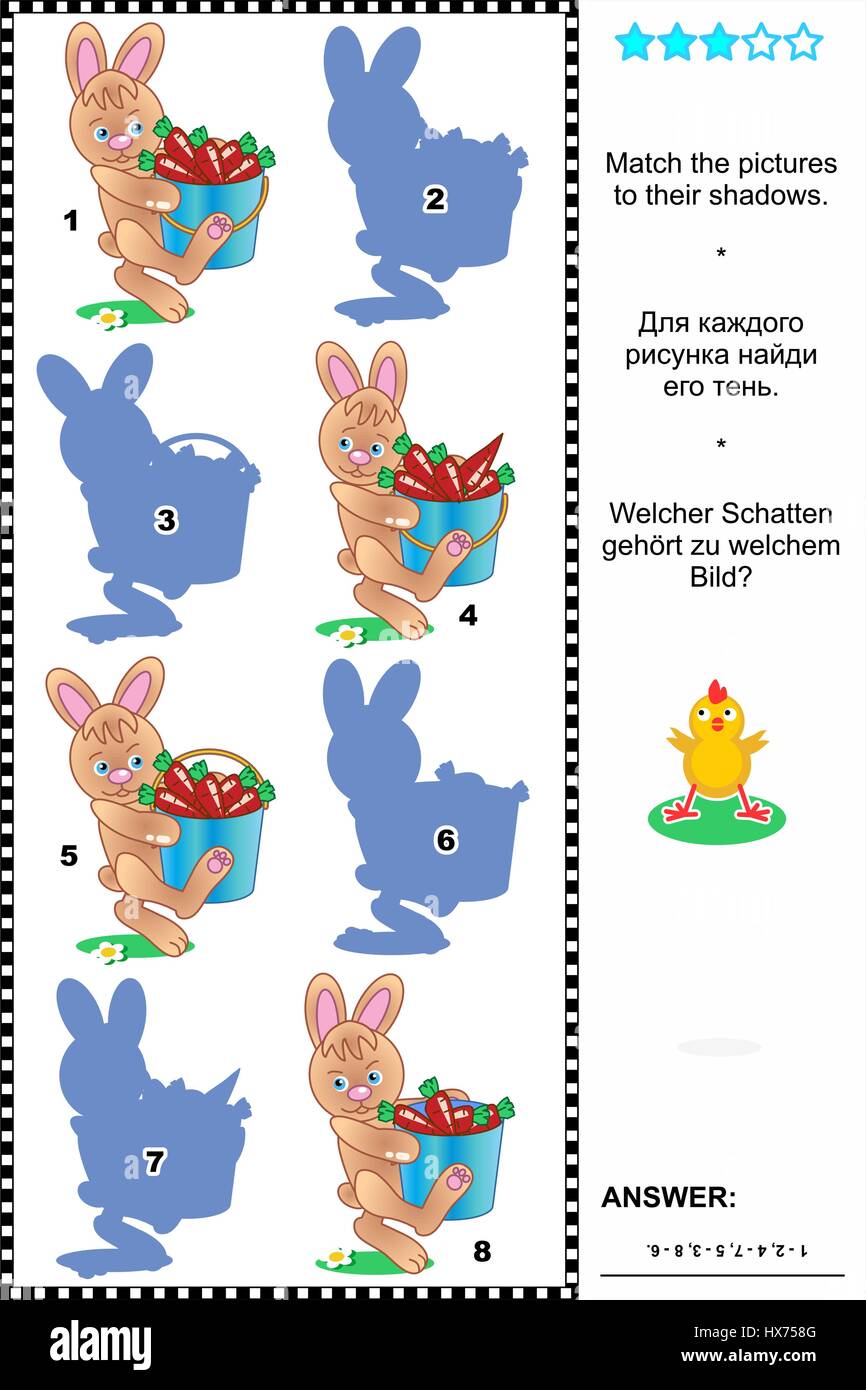 Visual puzzle: Match the pictures of cute bunnies with buckets full of ...