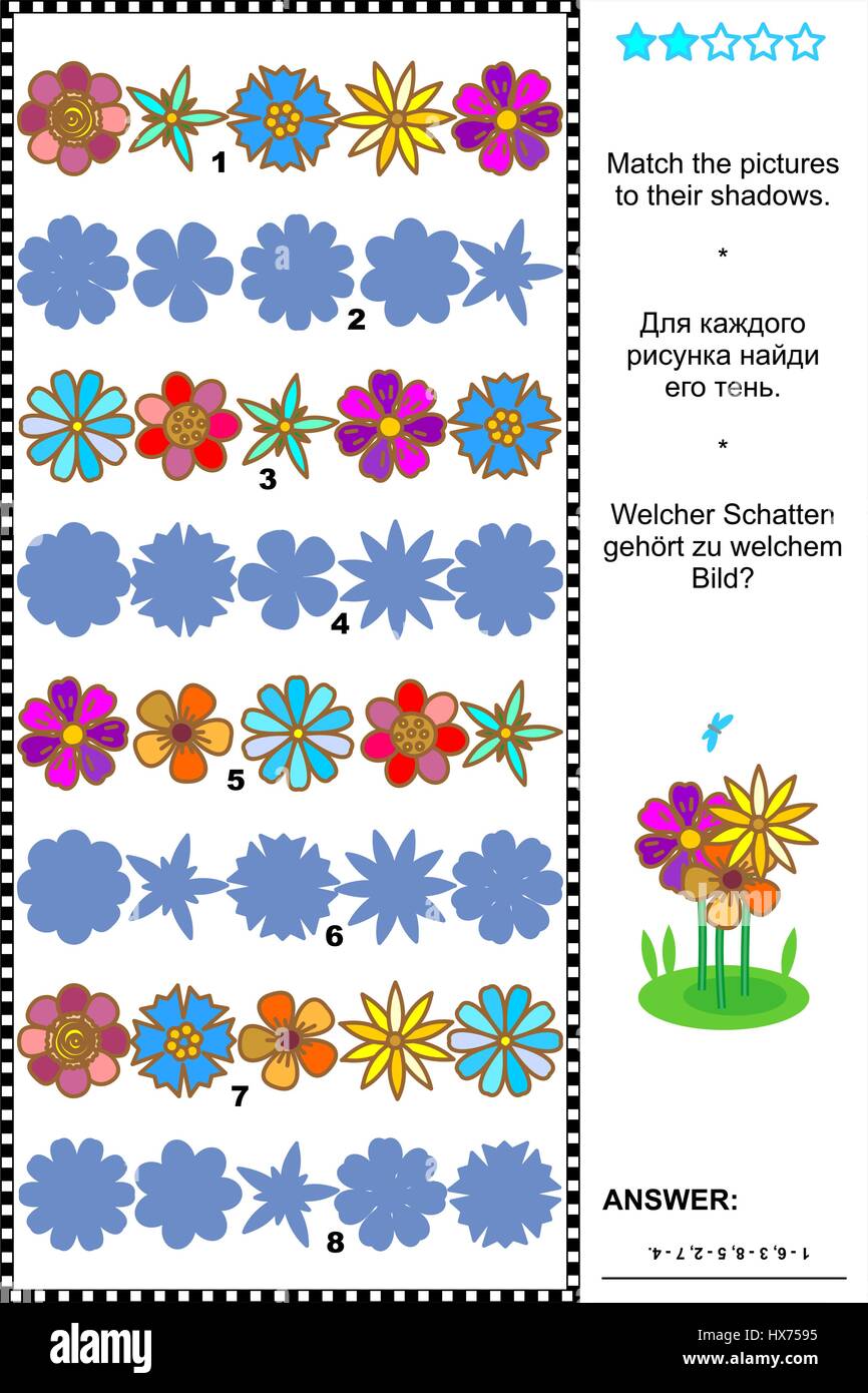 Visual puzzle or picture riddle: Match the pictures of flower rows to ...