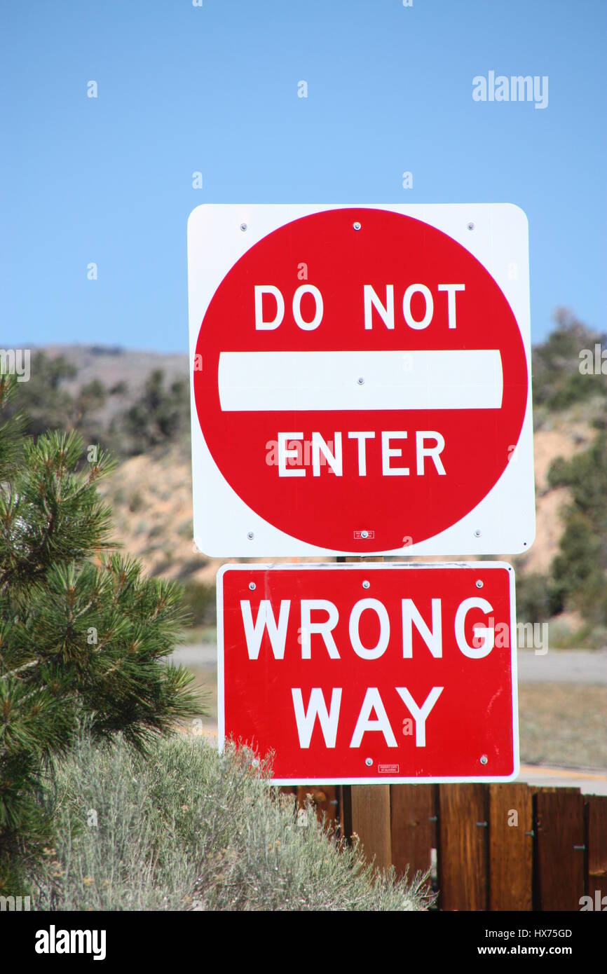 Warning wrong way sign red sign hi-res stock photography and images - Alamy