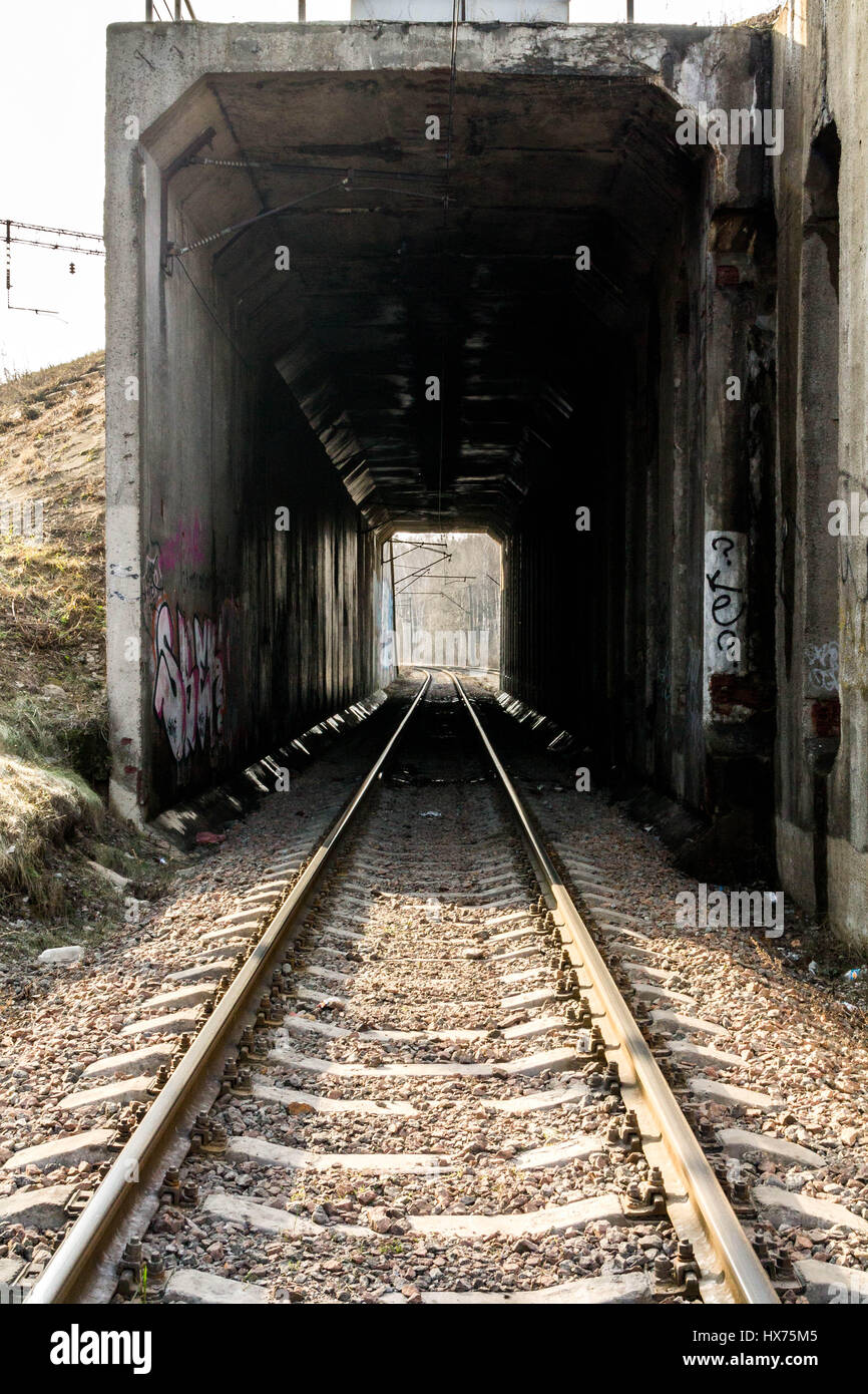 The tunnel railway road. Rectangular tunnel. Road. Depth Stock Photo ...