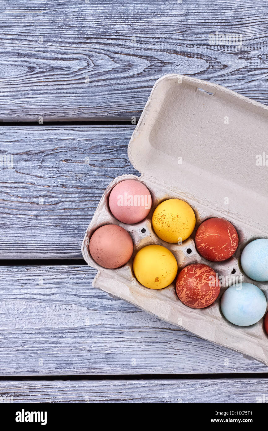 Easter eggs in a tray Stock Photo - Alamy
