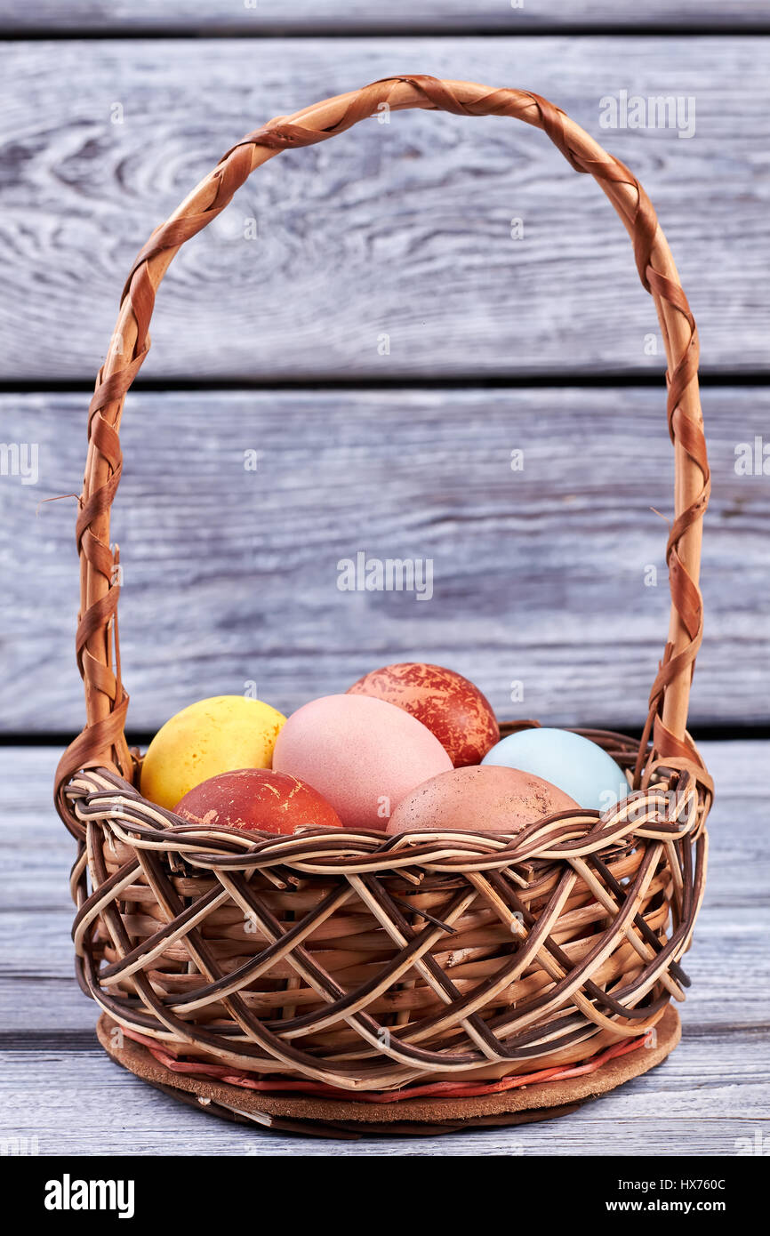 Easter basket with eggs Stock Photo - Alamy