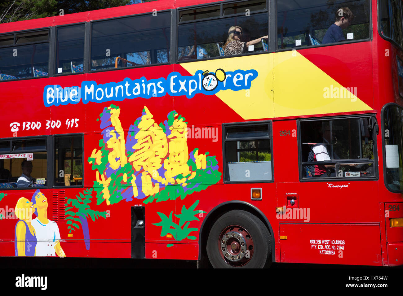 Blue Mountains explorer double decker bus driving visitors around the ...