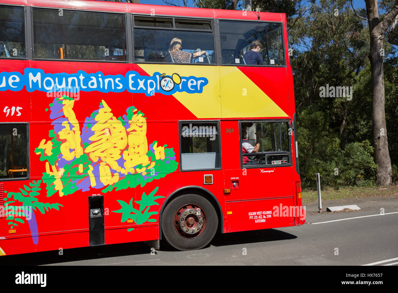Blue Mountains explorer double decker bus driving visitors around the ...