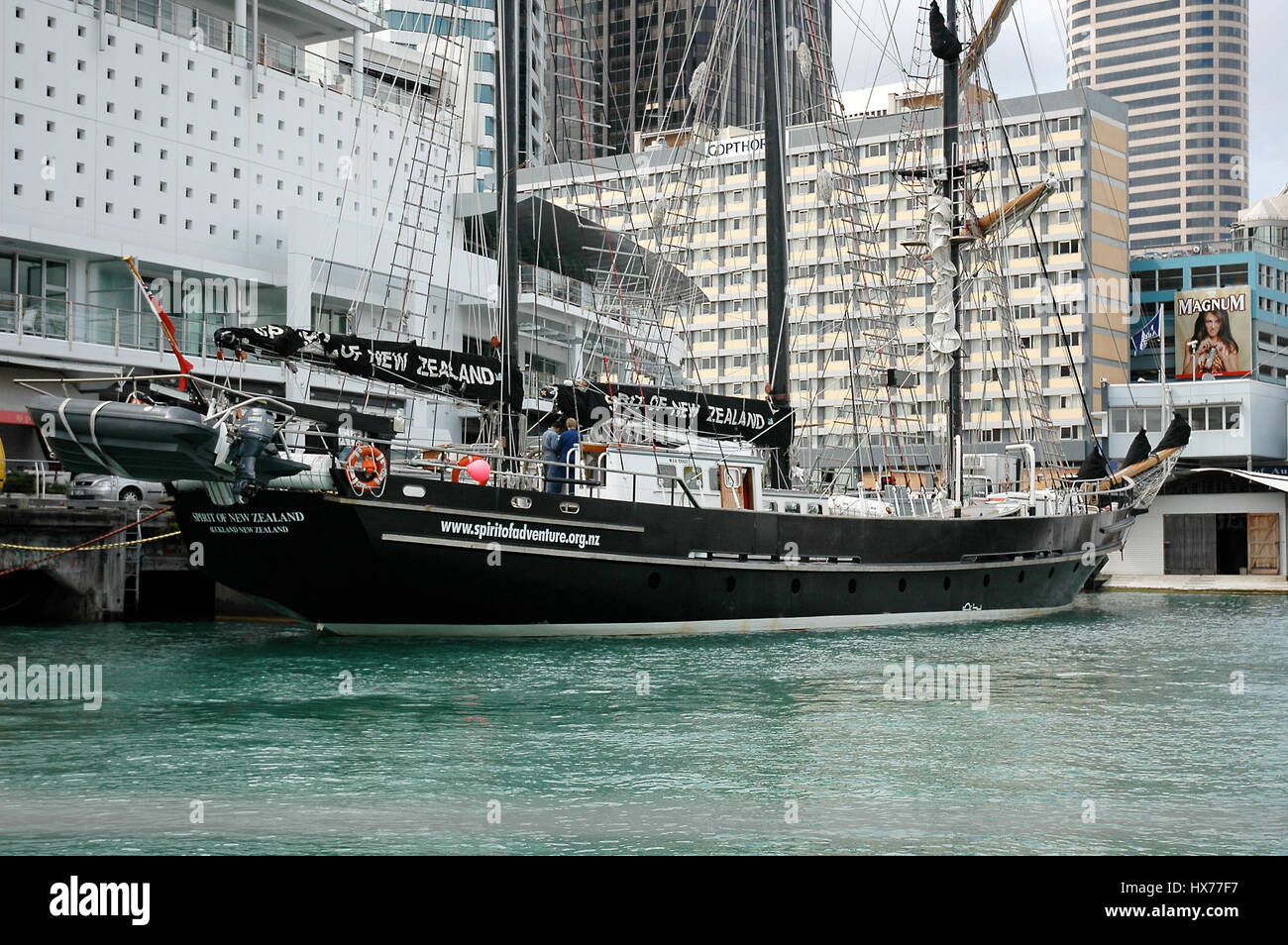 The "Spirit of New Zealand" tall ship at dock in Auckland Stock Photo ...