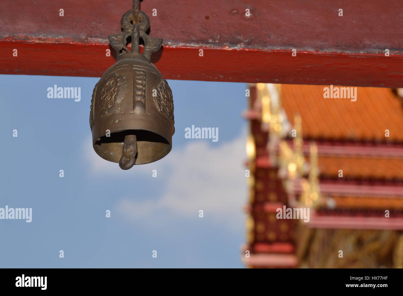 Small Thai temple bells in temple Stock Photo - Alamy