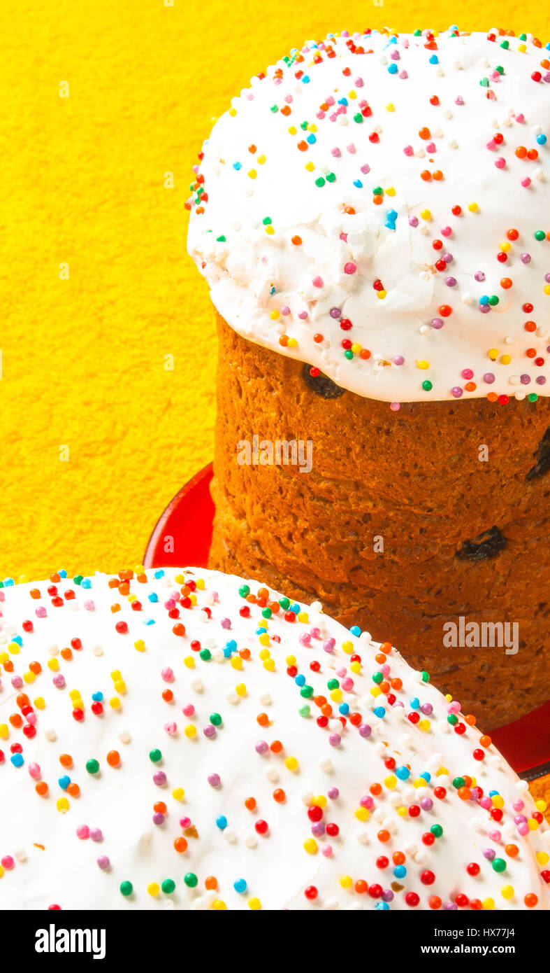 Kulichi, traditional Russian Easter cake with icing Stock Photo - Alamy