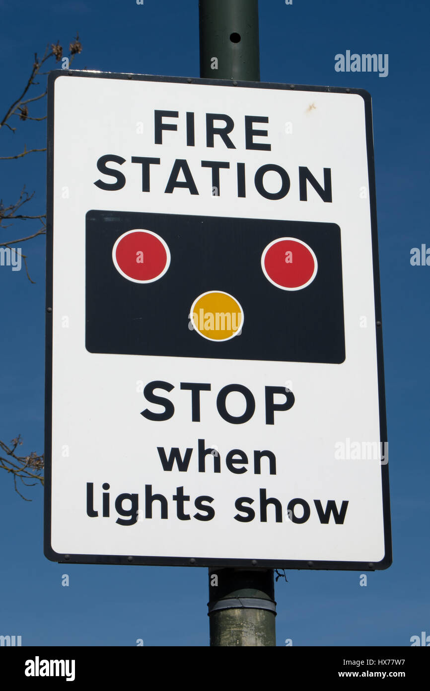 Fire station road sign hi-res stock photography and images - Alamy