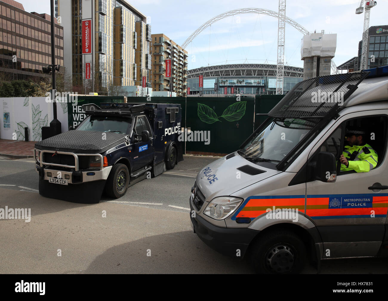 A Police van at at Wembley Stadium ahead of the World Cup Qualifying ...